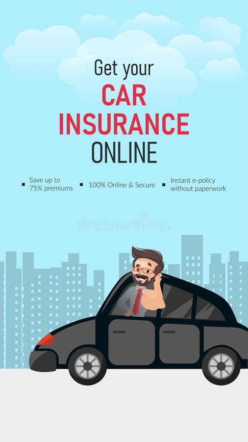 Get Your Car Insurance Online Portrait Template Design Stock Vector ...