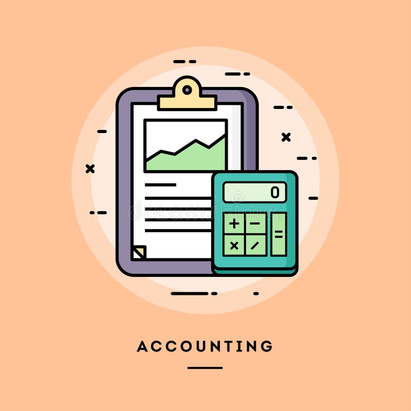 Accounting, Flat Design Thin Line Banner. Stock Vector - Illustration ...