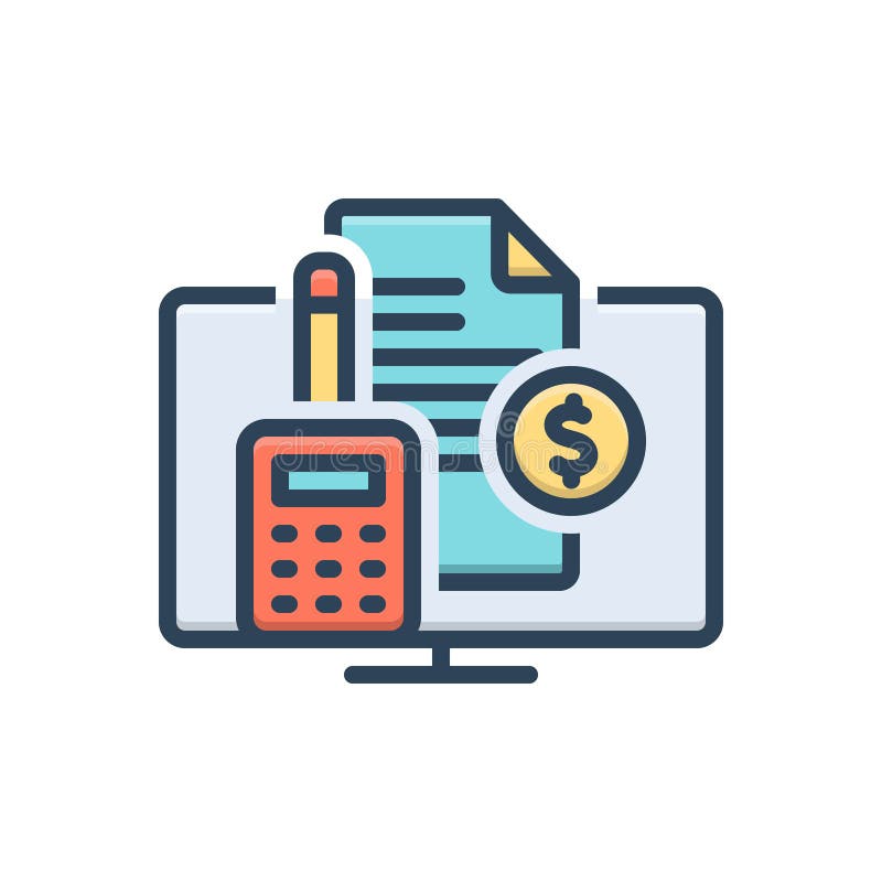 Color Illustration Icon for Accounting, Bookkeeping and Budget Stock ...