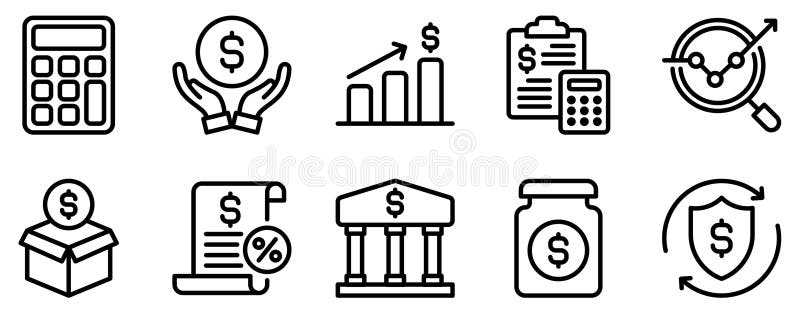 Accounting Icon Set Precise Line Style Collection for Financial ...