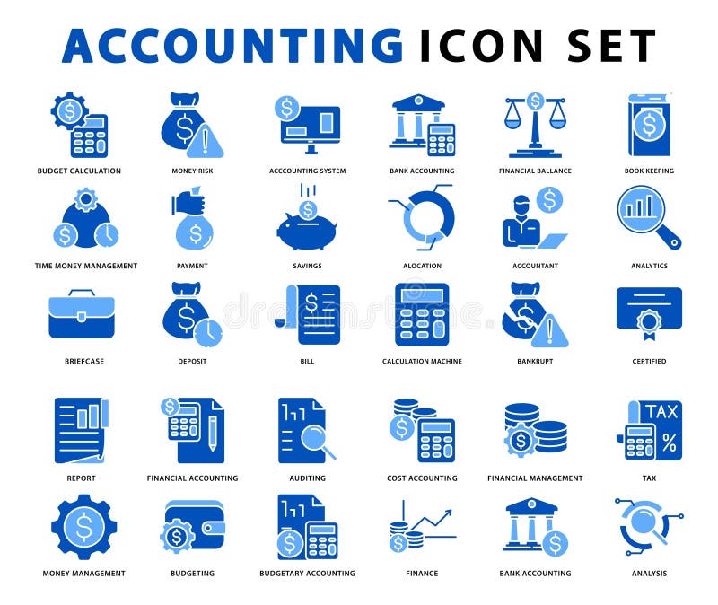 Accounting icon set stock vector. Illustration of multimedia - 355441378