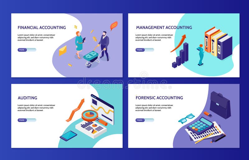 Accounting Horizontal Banners Set Stock Vector - Illustration of ...