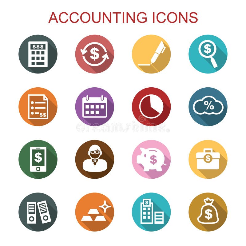 Accounting Long Shadow Icons Stock Vector - Illustration of isolated ...