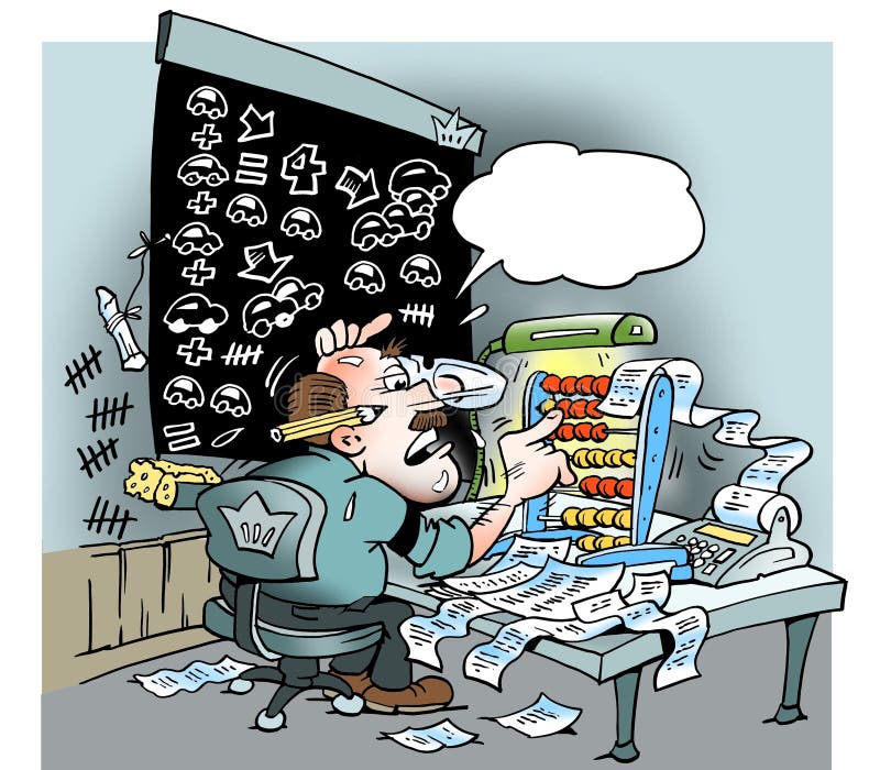 An Accounting Man with Lots of Calculations Stock Illustration ...