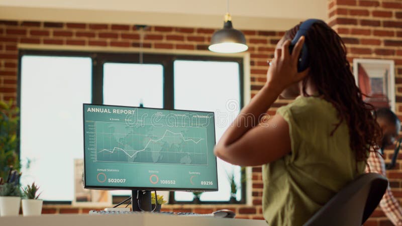 Accounting Manager Analyzing Financial Data Report on Diagrams Stock ...