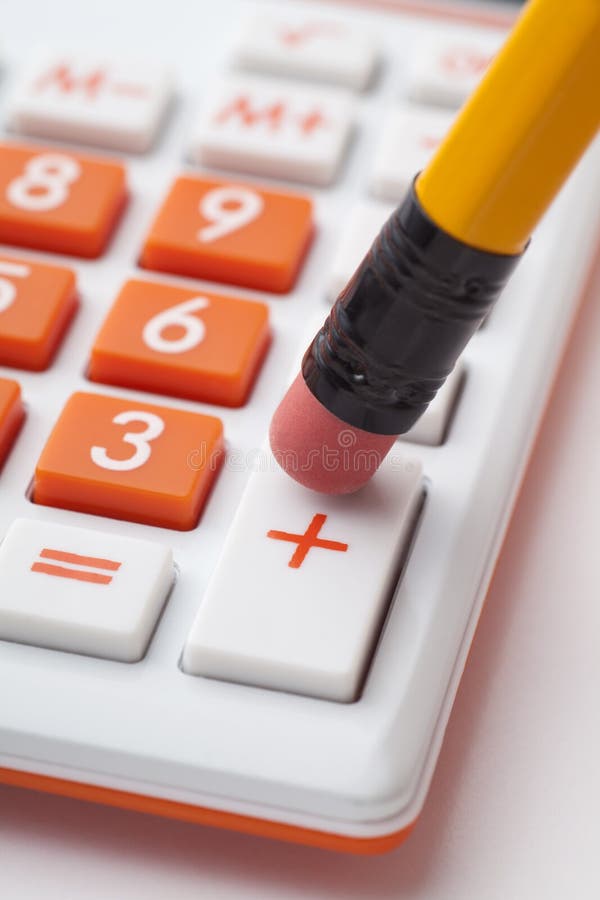 Pencil Pushing Addition Button on Calculator Stock Image - Image of ...