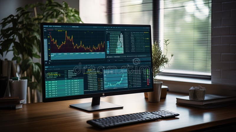 Accounting Report on a Computer Screen with Financial Schedules Stock ...