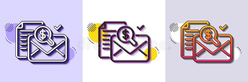 Accounting Report Line Icon. Audit Sign. Halftone Dotted Pattern ...