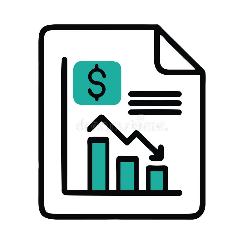 Accounting Software Decline Chart Dollar Document Invoice File Icon Stock Illustration ...
