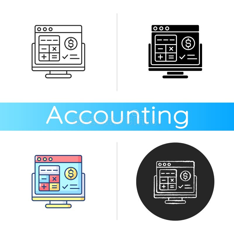 Accounting Software App Application Concept Flat Line Art Vector Icons ... Accounting Software App Application Concept Flat Line Art Vector Icons ...