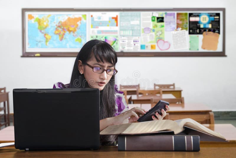 Accounting Student Studying in the Classroom Stock Photo - Image of ...