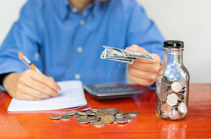 Accounting Write on Notebook and Hold Dollar Stock Image - Image of ...