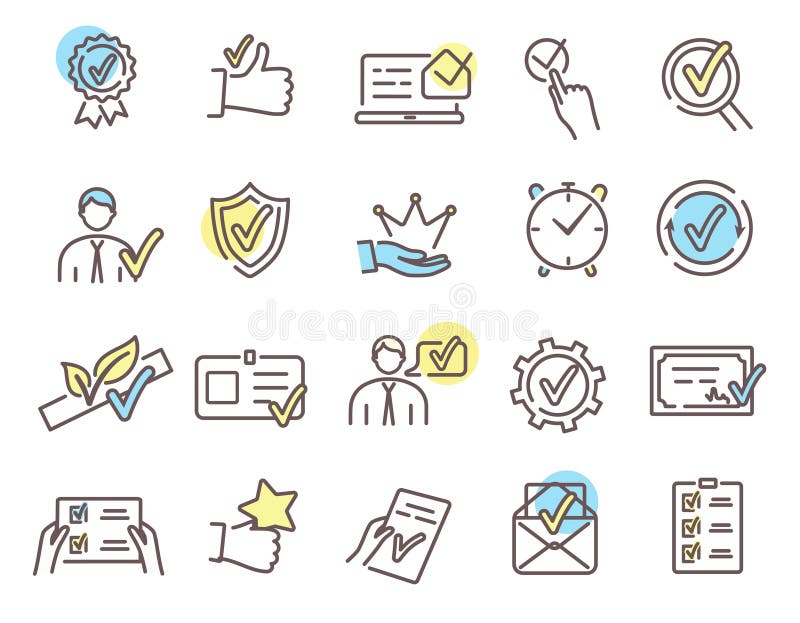 Accreditation icons set stock vector. Illustration of validation ...