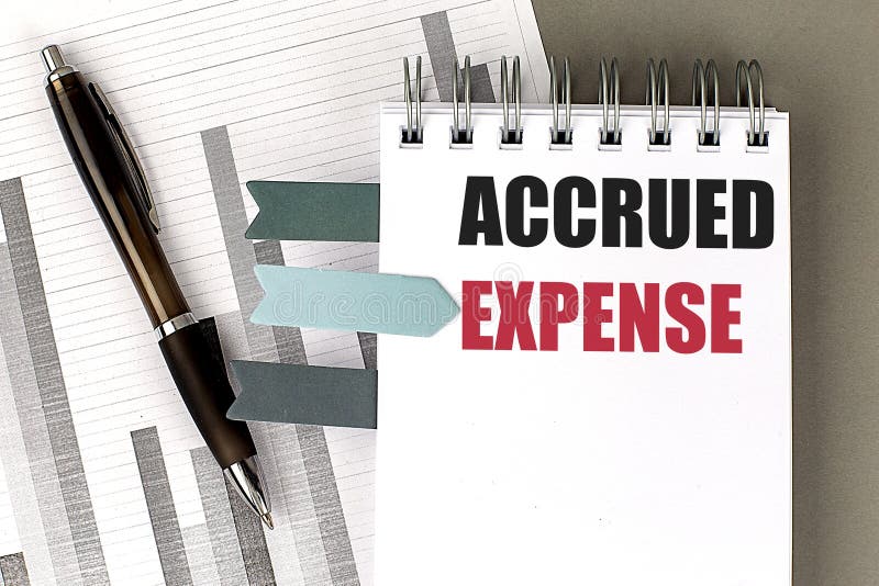 ACCRUED EXPENSE Text on Notebook with Chart on Gray Background Stock ...