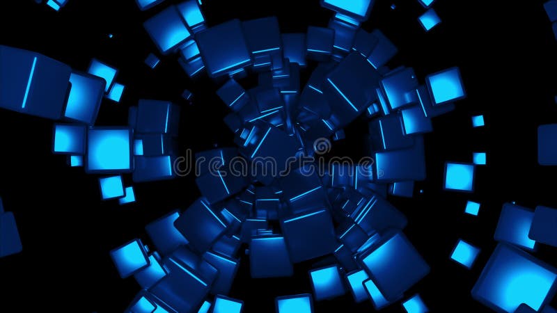 Radial Rotation of Many Cubes, Computer Generated. 3d Rendering ...