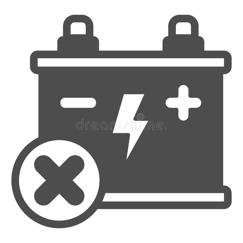 Accumulator Ban Solid Icon, Prohibited Items Concept. Vector Graphics ...