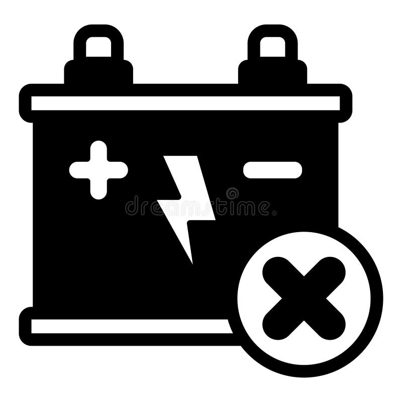 Accumulator Ban Solid Icon, Prohibited Items Concept. Vector Graphics ...