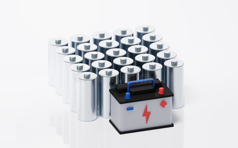 Accumulator Car Battery Energy Power and Electricity, 3d Rendering ...
