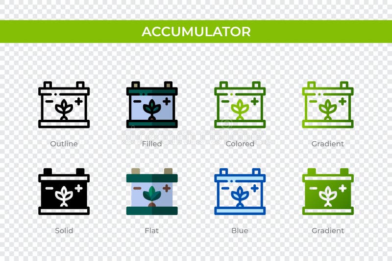 Accumulator Icon in Different Style. Accumulator Vector Icons Designed ...