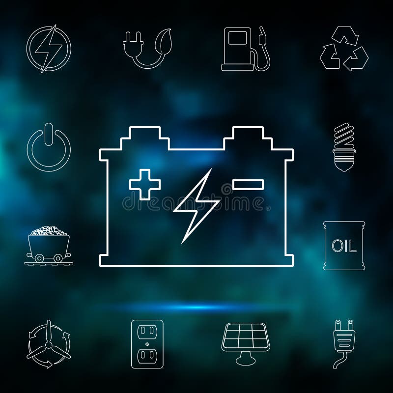 Accumulator Icon. Simple Thin Line, Outline Vector Element of Energy ...