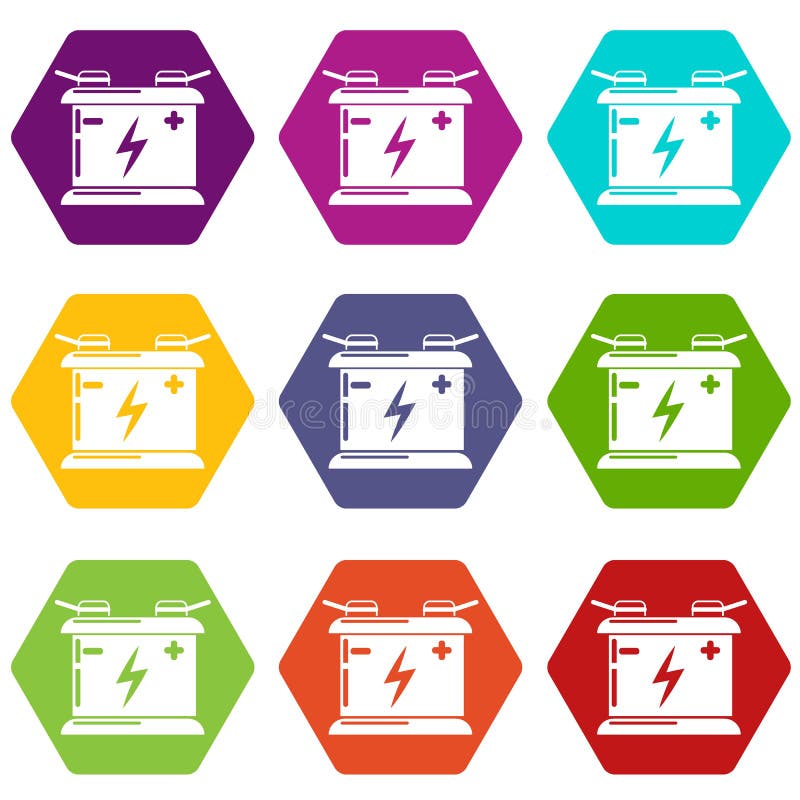 Accumulator Icons Set 9 Vector Stock Vector - Illustration of full ...