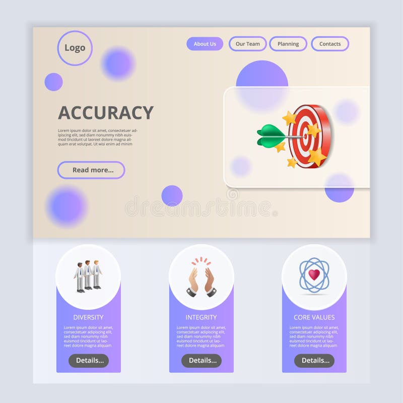 Accuracy Flat Landing Page Website Template. Diversity, Integrity, Core ...