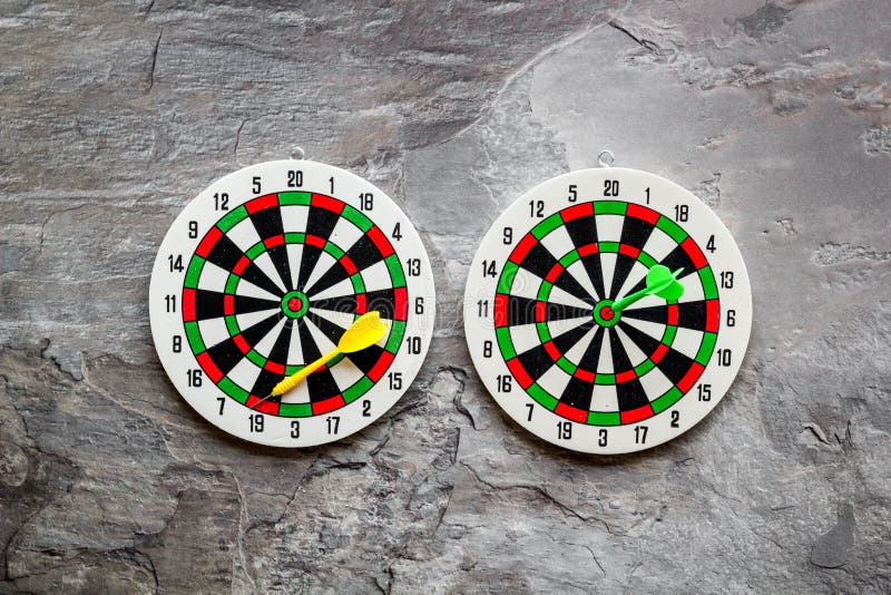 Accuracy of Precision Concept. Dartboard and Arrows on Grey Background ...