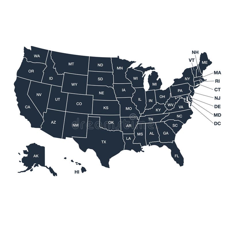Accurate Correct Usa Map with Separated States Stock Vector ...