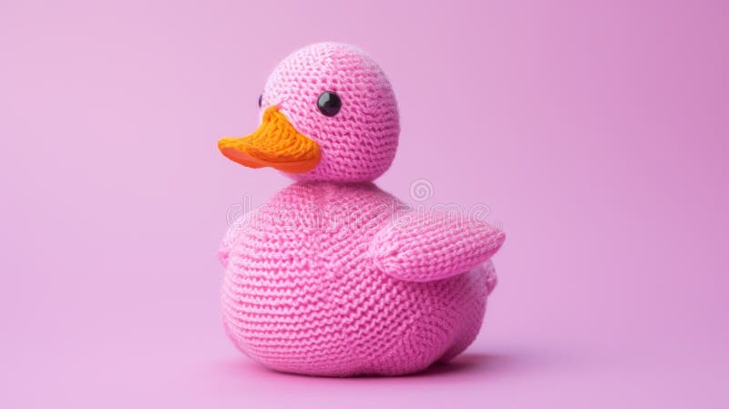 Accurate And Detailed Knitted Duck On Pink Background Stock Illustration Illustration Of