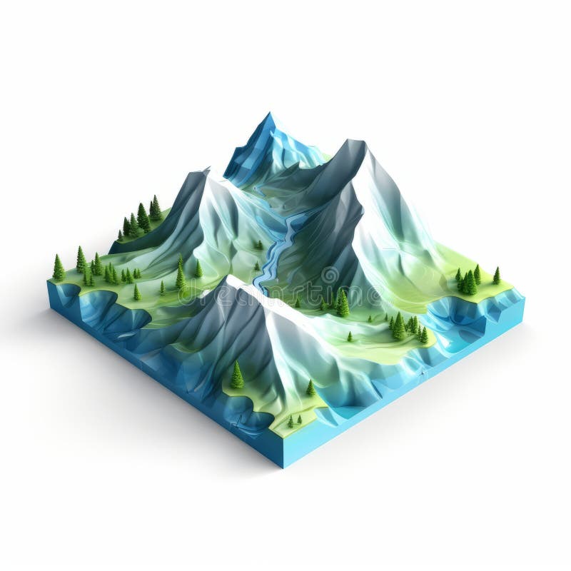 Isometric Mountain: a Hyper-realistic and Playful Landscape Stock ...