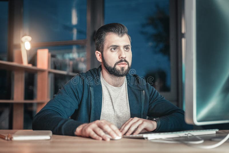 Earnest it Guy Checking Code Stock Image - Image of business ...