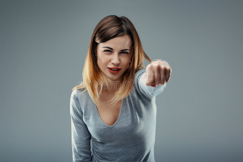 Decisive Pointing, Her Expression Speaks without Words Stock Image ...