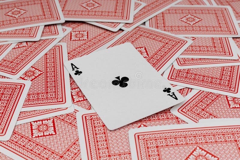Ace of Clubs Revealed among Red Playing Cards Stock Photo - Image of ...