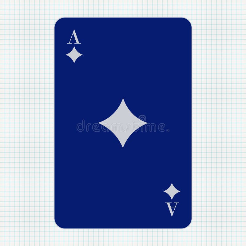 Ace of Diamonds. Blue Icon on Lined Paper Background Stock Vector ...