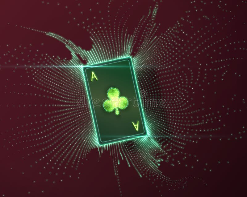 Ace of Diamonds Flying, Glowing Neon Card with Lights. Vector Design ...