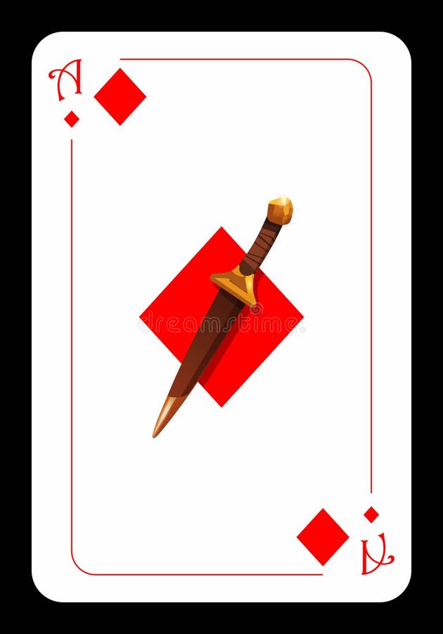Ace of Diamonds. Strict Simple Design of Playing Cards in Cartoon Style ...