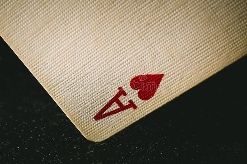 Ace of Hearts Close-up on a Black Background. Playing Card Texture ...