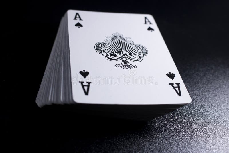 Ace Poker Card Stack Deck on Dark Background Stock Photo - Image of ...