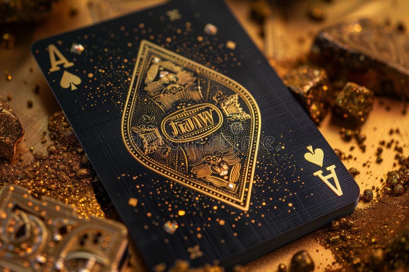 Ace of Spades Card with Gold Glitter Stock Illustration - Illustration ...