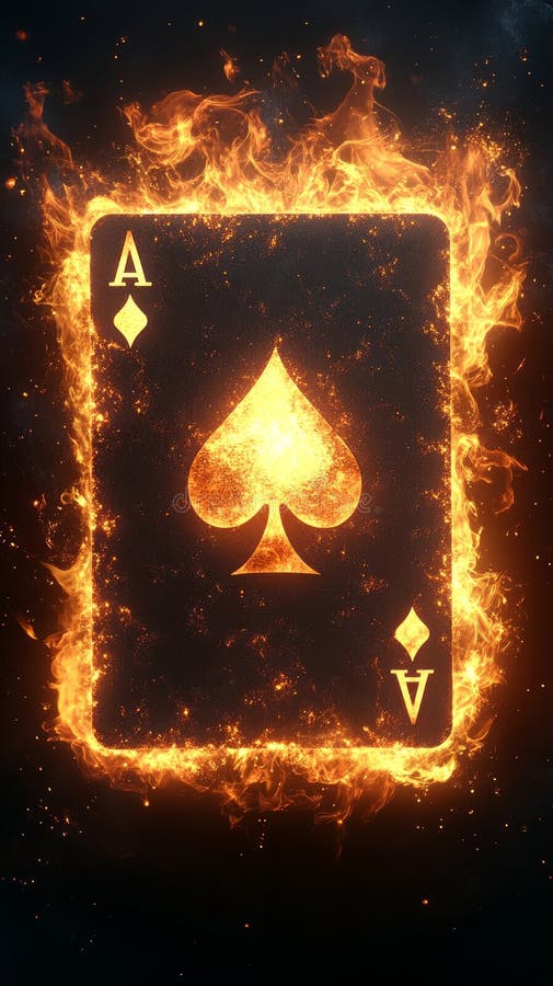 Ace of Spades Engulfed in Flames. Stock Illustration - Illustration of ...