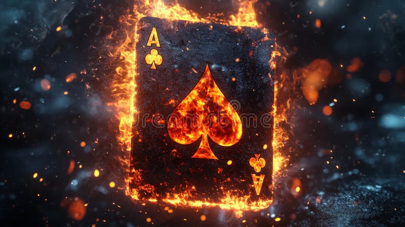 Ace of Spades on Fire in a Dynamic Fiery Background Stock Image - Image ...