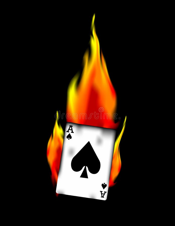 Spades Card in Fire. stock image. Image of winning, black - 21088289