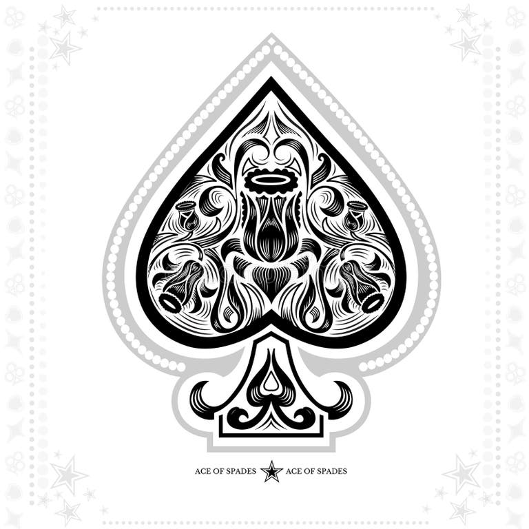 Ace of Spades with Flower Pattern Inside. Black in White Stock Vector ...