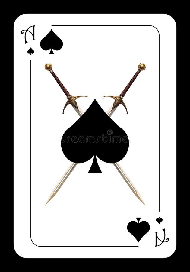 Ace of Spades, Original Playing Card Design with Two Crossed Swords ...