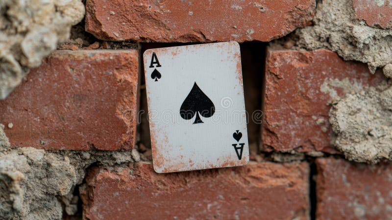 Ace of Spades Playing Card in Brick Wall Stock Illustration ...