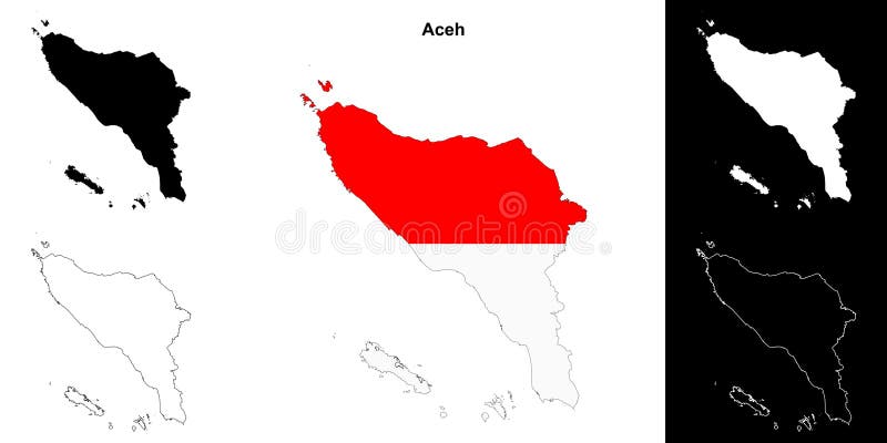 Aceh outline map stock vector. Illustration of design - 323661853
