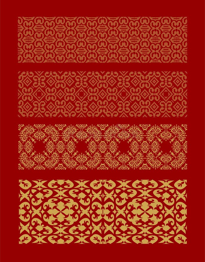 Aceh Traditional Border Pattern Set Stock Illustration - Illustration ...