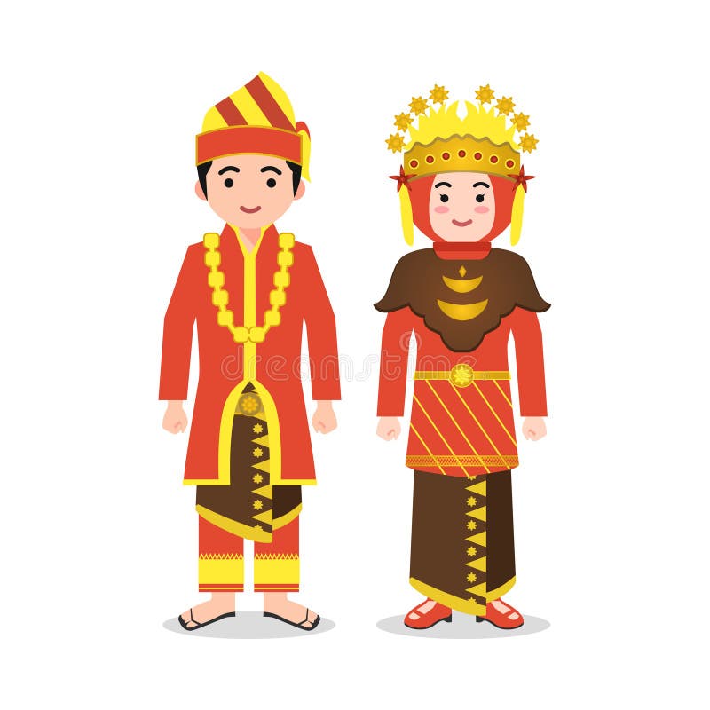 Jambi Traditional Clothing Vector Illustration – Indonesian Culture ...