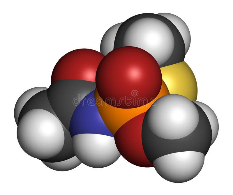 Acephate Insecticide Molecule. 3D Rendering. Atoms are Represented As ...