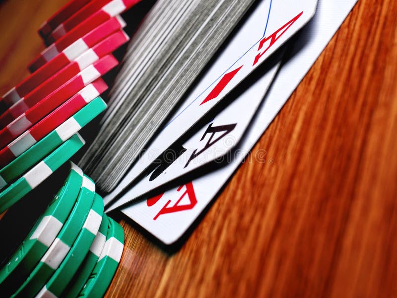 Aces High on the Table with Chips Stock Photo - Image of chance, poker ...